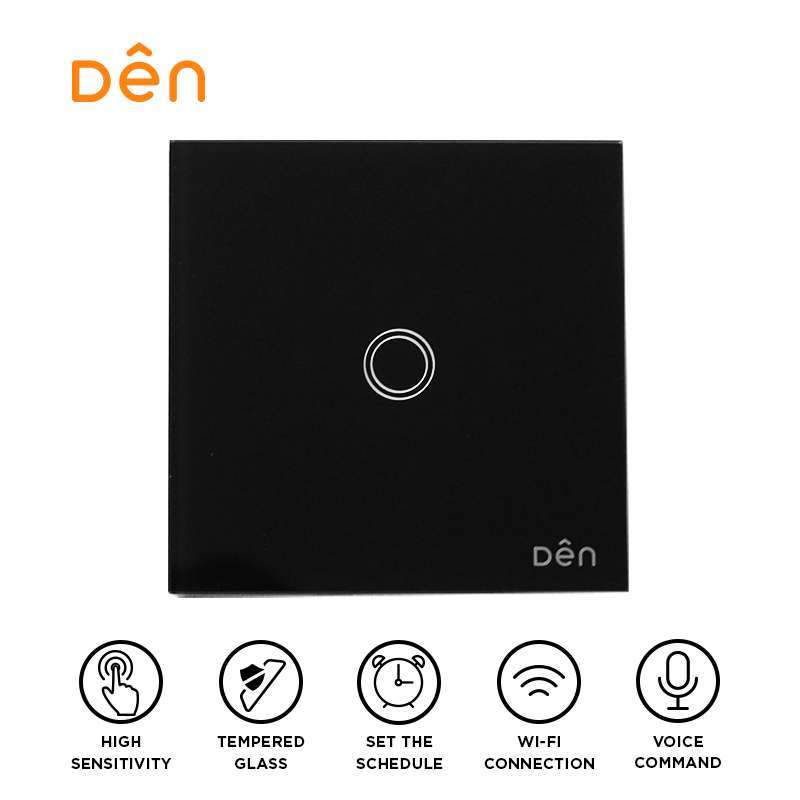Jual Den Smart Home Wifi Touch Wall Switch 1-gang (no Neutral) - Hitam ...