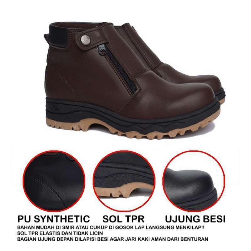 Jual Sepatu Boots Zipper Safety Pria Ujung Besi Orginal Defender ...