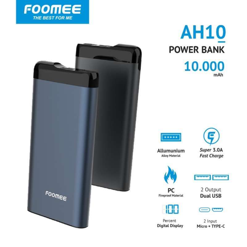 Jual Powerbank Foomee 10000mAh digital display QC+PD alloy AH10 di ...