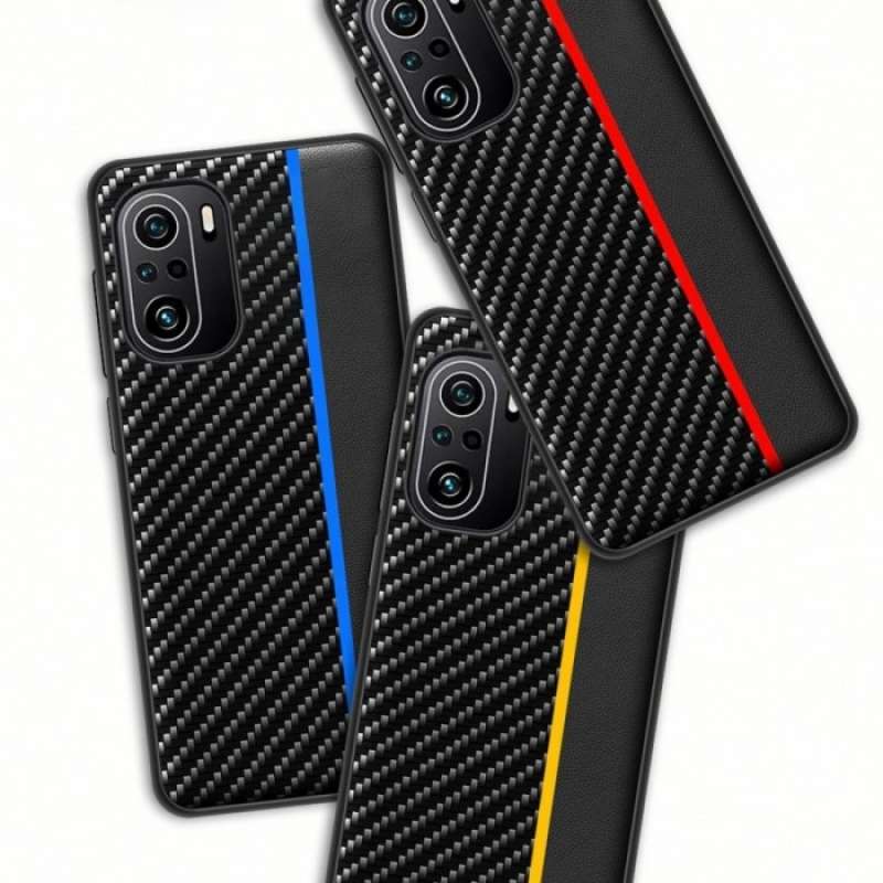 Jual Xiaomi Poco F3 Carbon Fiber Leather Section Original Case - YELLOW ...