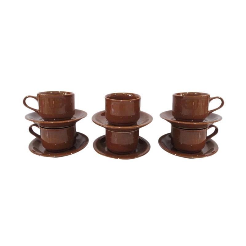 Jual MitraLoka Keramik Set Cangkir Kopi dan Teh dengan Soucer - Mocca ...