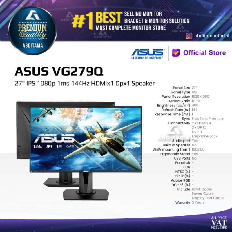 Jual Asus VG279Q Gaming Monitor [27 Inch/ Full HD/ IPS/ 1ms MPRT/ 144Hz ...