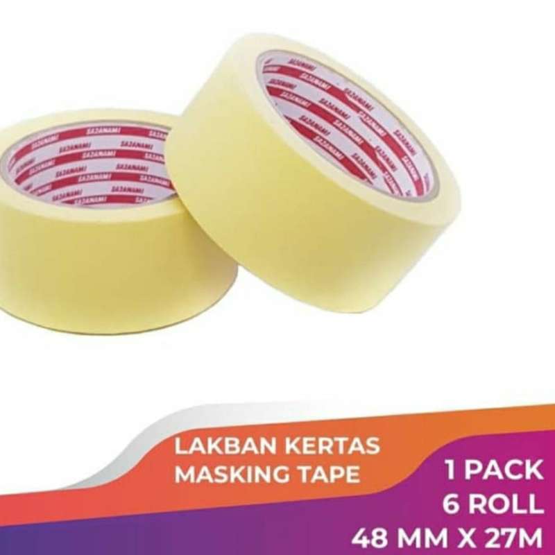 Jual Lakban Kertas Masking Tape 2 48mm x 27m Sazanami - Kuning di ...