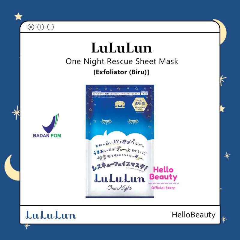 Jual Lululun One Night Rescue Sheet Mask [Exfoliator (Biru)] di Seller Hello Beauty Official ...