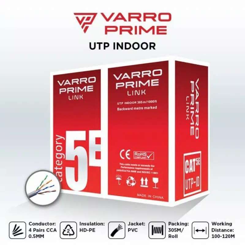 Jual Varro Kabel UTP Cat 5 Cat 5e Cat5 Cat5e di Seller Wireless Mall ...