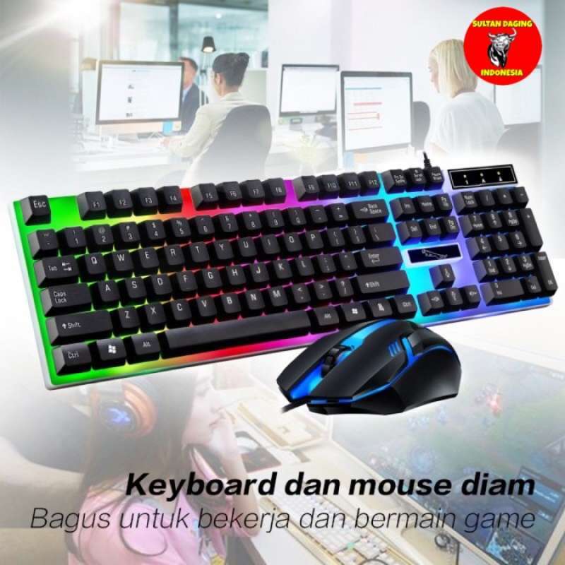 Promo PAKET KEYBOARD GAMING RGB DAN MOUSE GAMING RGB WARNA HITAM DAN ...