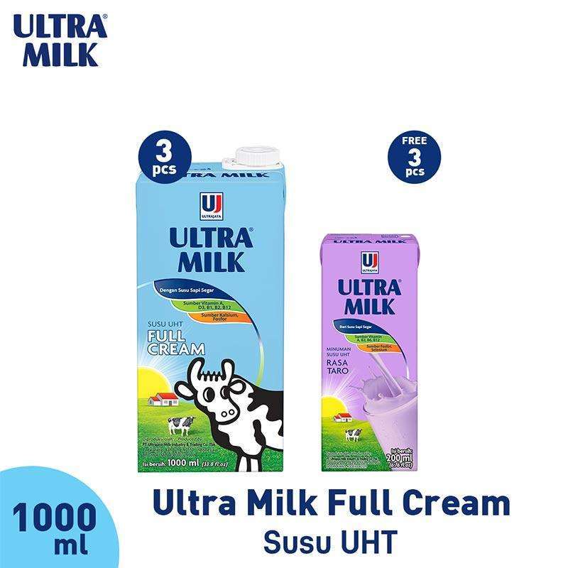Jual Ultra Milk Full Cream 1000 ML 3pcs Free Ultra Milk Taro 3pcs jual-ultra-milk-full-cream-1000-ml-3pcs-free-ultra-milk-taro-3pcs