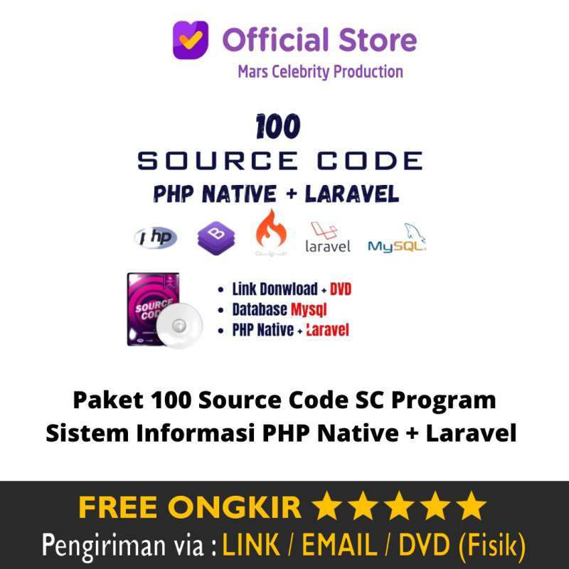 Promo Paket 100 Source Code Sc Program Sistem Informasi Php Native Framework Laravel Berbasis 4228