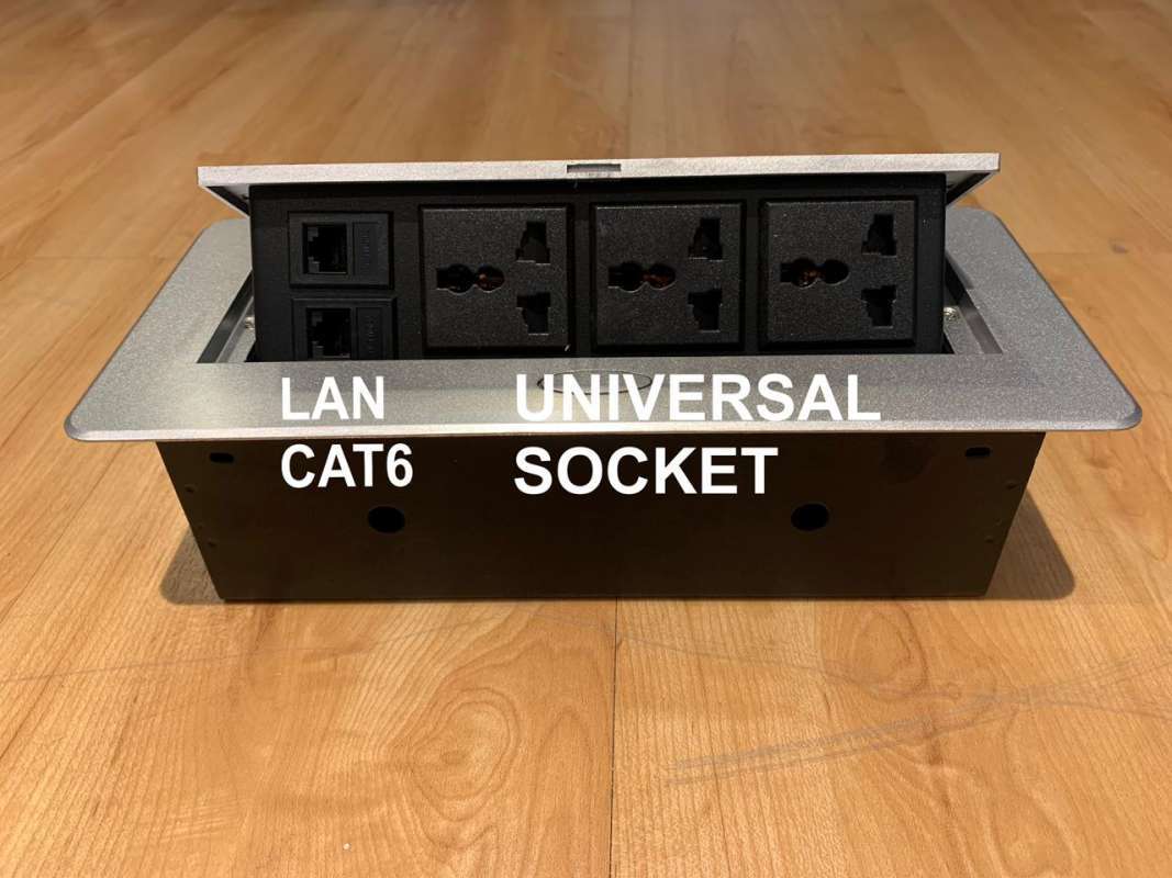 Jual Stop Kontak Lantai Meja Meeting Pop Up Socket Outlet Slow Motion ...