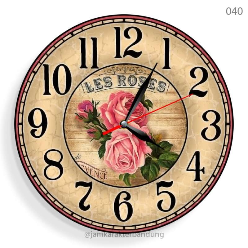 Jual 040 Jam Dinding Kayu Unik Motif Bunga Les Roses - 30 Cm di Seller ...
