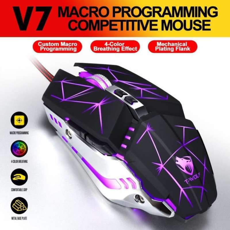 Jual Jual MOUSE GAMING LED RGB MACRO 7 BUTTONS T-WOLF V7 RGB GAMER PC ...