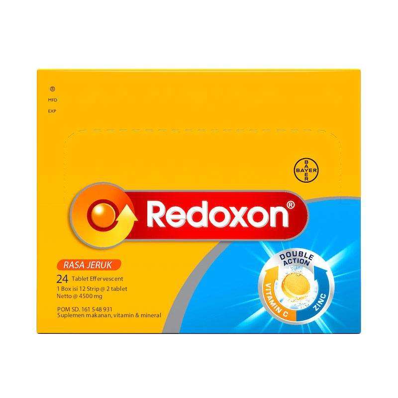 Jual Redoxon Vitamin C Zinc Rasa Jeruk Multivitamin [12 X 2 Sachet] Di ...