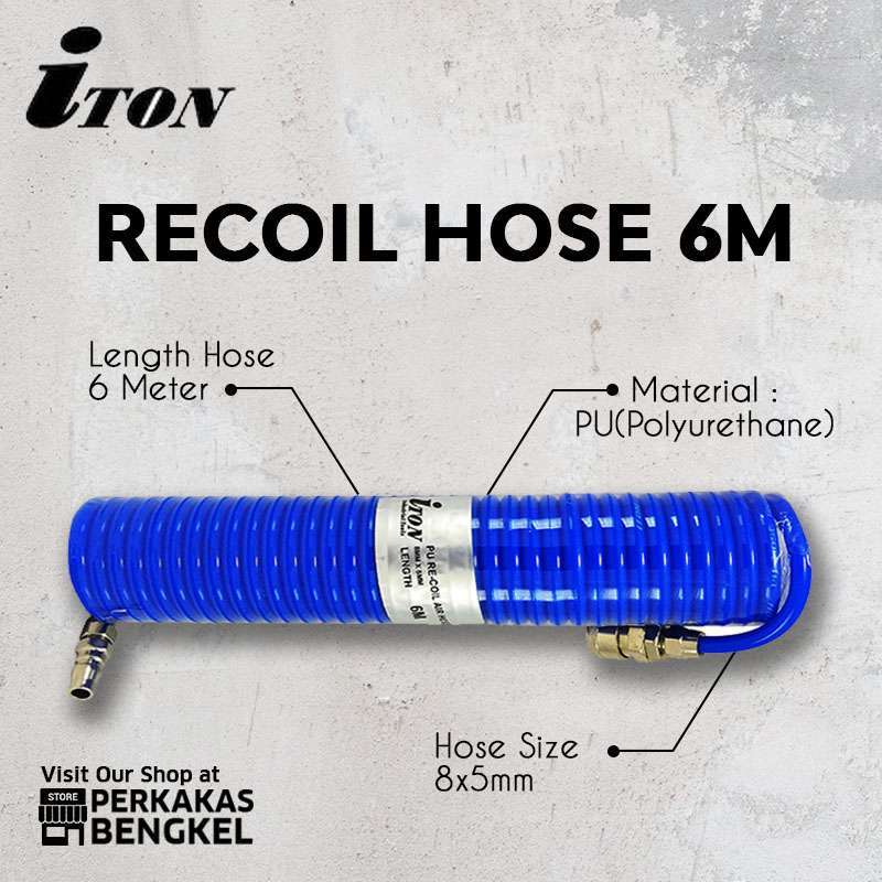 Promo Recoil Hose 6 Meter BIRU - Spiral Hose Selang Angin 6 Meter ...