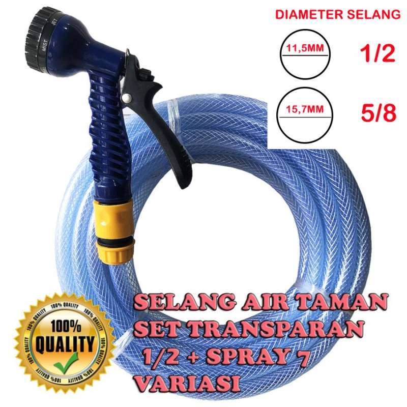 Jual SELANG AIR TAMAN SET TRANSPARAN 1/2 + SPRAY 7 VARIASI 15 METER di Seller Santa45 Shop ...