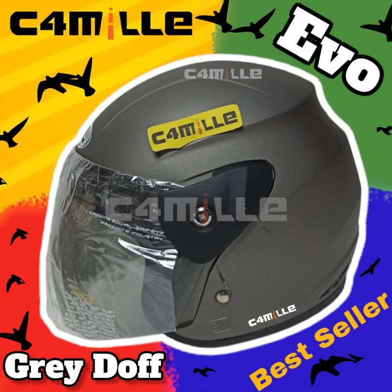 Promo HELM EVOLUTION POLOS GREY DOFF HALF FACE MODEL GM EVO Diskon 36% ...