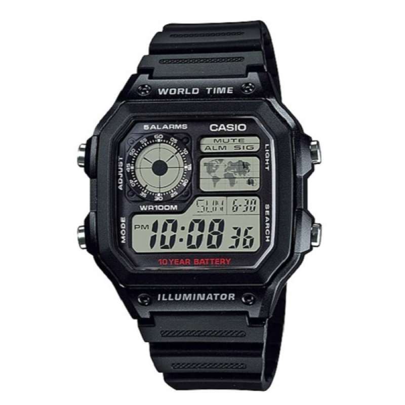 Jual Jam Tangan Pria Casio Digital Black Resin Strap AE-1200WH-1AV di ...