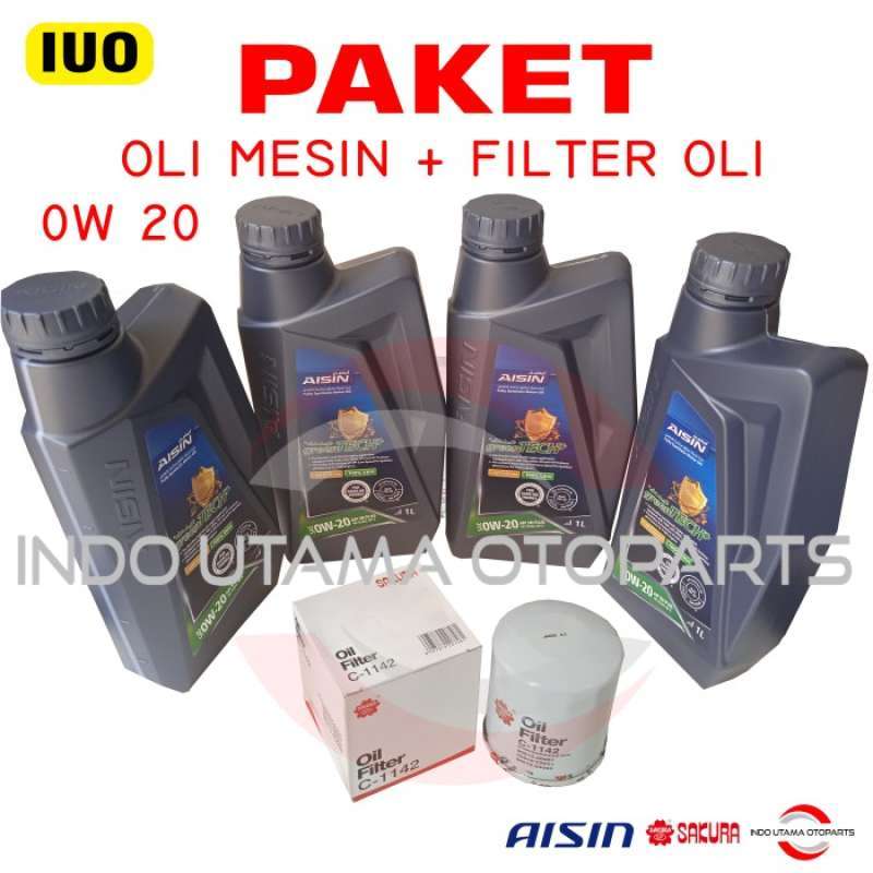 Jual Oli Mesin 0w 20 Aisin dan Filter Oli Innova Fortuner Hilux C-1142 ...