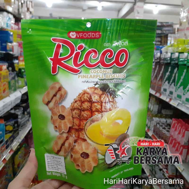 Jual BISKUIT VFOODS RICCO COCONUT PINEAPPLE BISCUITS POUCH 70GR di ...