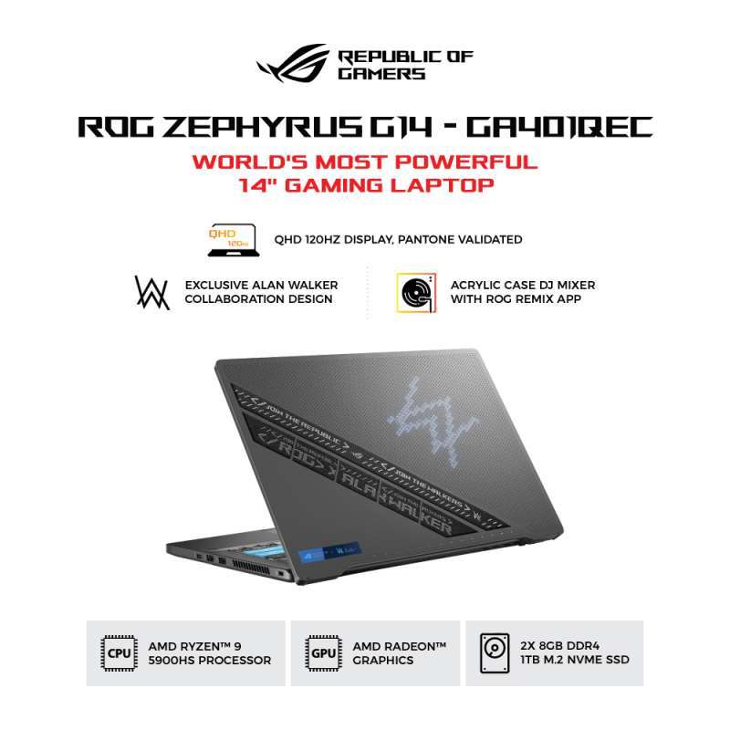 ASUS ROG Zephyrus G14 Alan Walker Edition GA401QEC-AW - Gray [AMD Ryzen ...