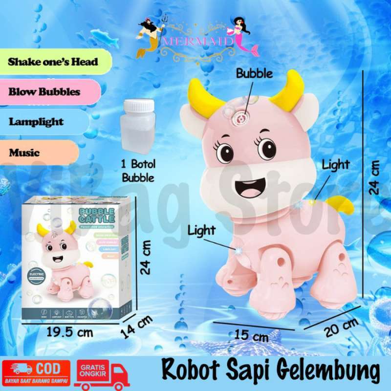Jual Robot Sapi Gelembung Busa Otomatis Mainan Bubble Gun Cattle ...