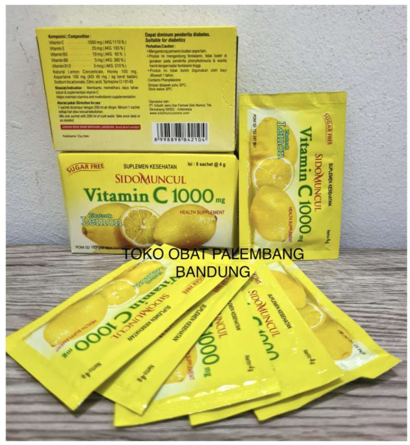 Jual Sidomuncul Vitamin C 1000mg Ekstrak Lemon 6sachet @4gr Sugar Free ...
