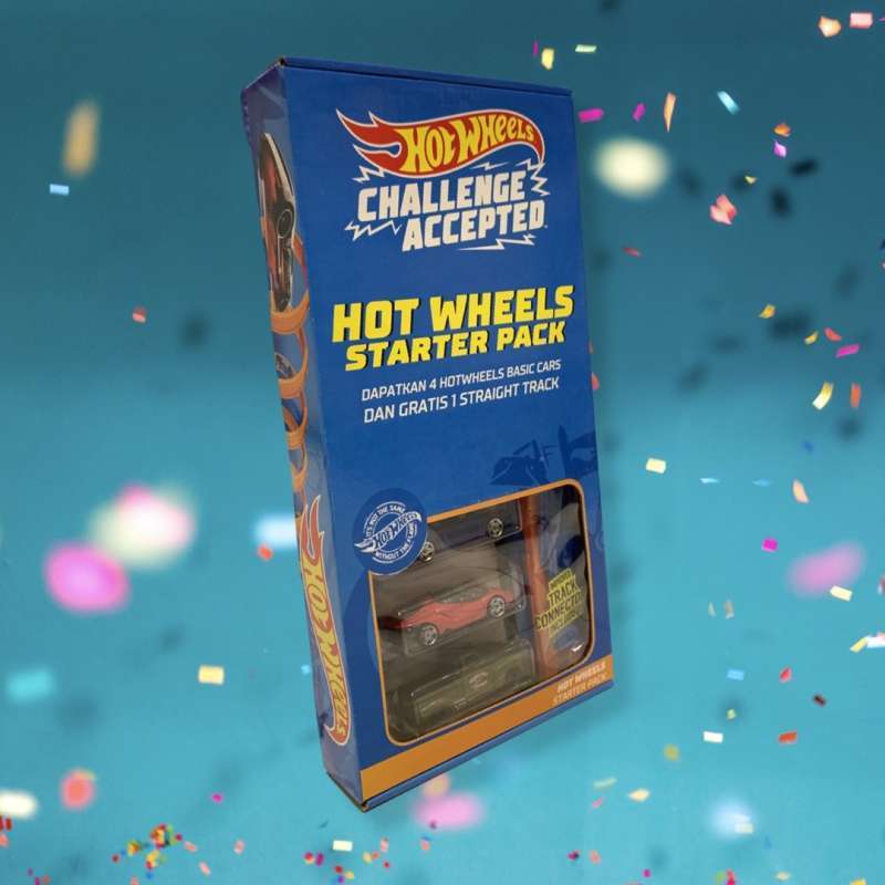 Jual Hot Wheels Challenge Accepted Starter Pack 4 Cars + 1 Straight ...