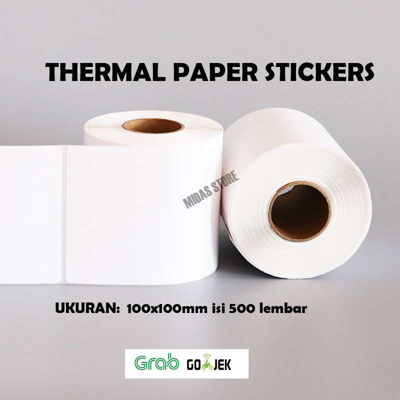 Promo Kertas Print RESI JOB Thermal Sticker Tempel Ukuran 100x100mm isi ...