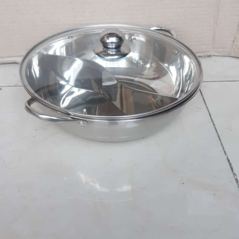 Promo Panci Soup Shabu 2 Sekat Ukuran 28cm - Stainless Diskon 26% Di ...