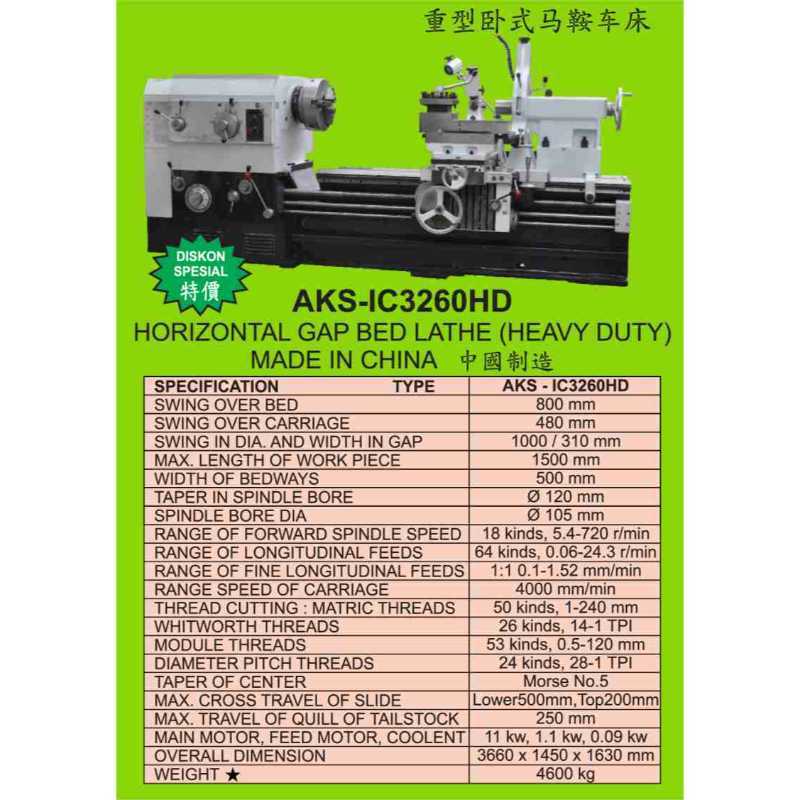 Jual Mesin Bubut Logam 1500 mm Horizontal GAP Bed Lathe Machine AKS ...