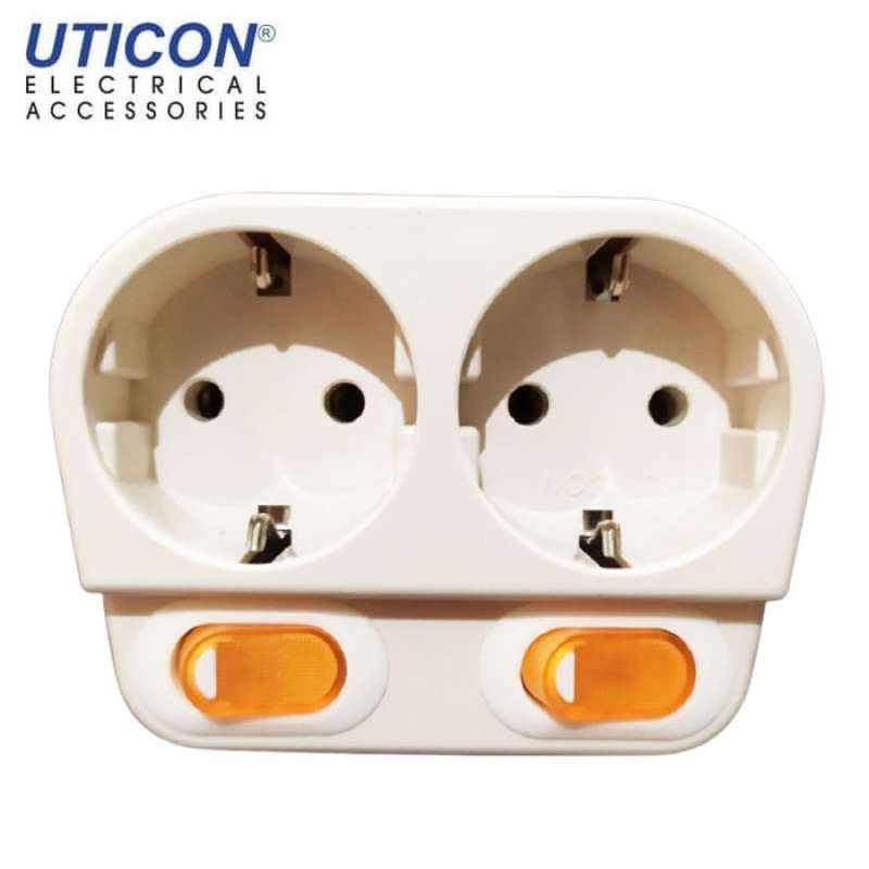 Jual Uticon S-128sw Steker 2 Lubang Saklar On Off Stop Kontak Switched ...