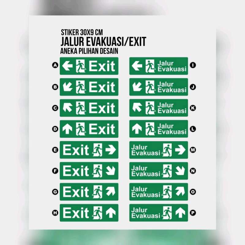 Jual STICKER JALUR EVAKUASI 30 X 9 WATERPROOF DOFF DAN GLOSSY - DOFF di ...