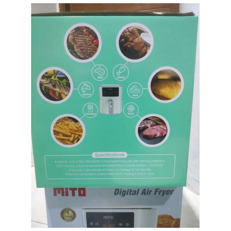 Jual Jual Air Fryer Mito Af1 Deep Fryer Digital 4 Liter Low Watt ...