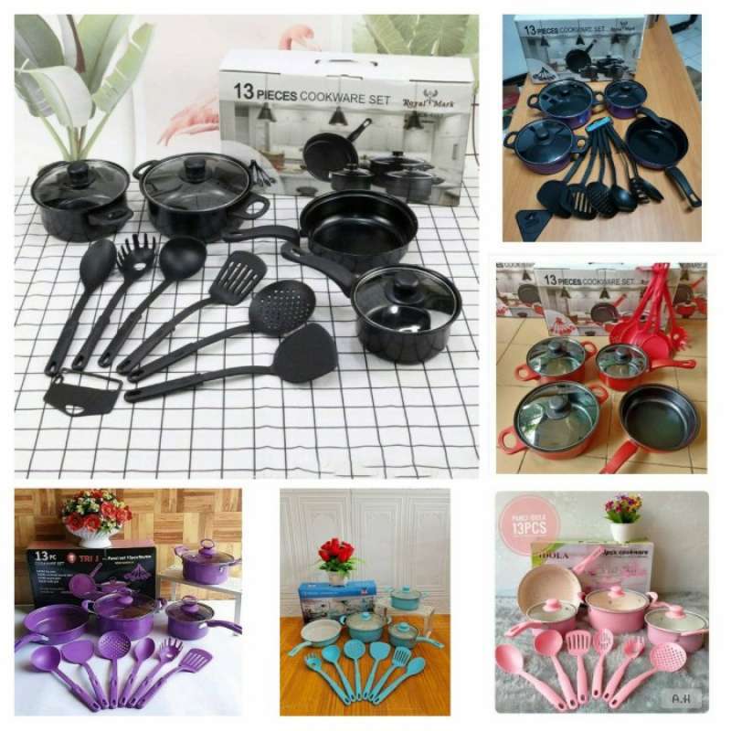 Jual RECOMMENDED Satu Set 13 in1 Peralatan Masak Panci Teplon Spatula ...
