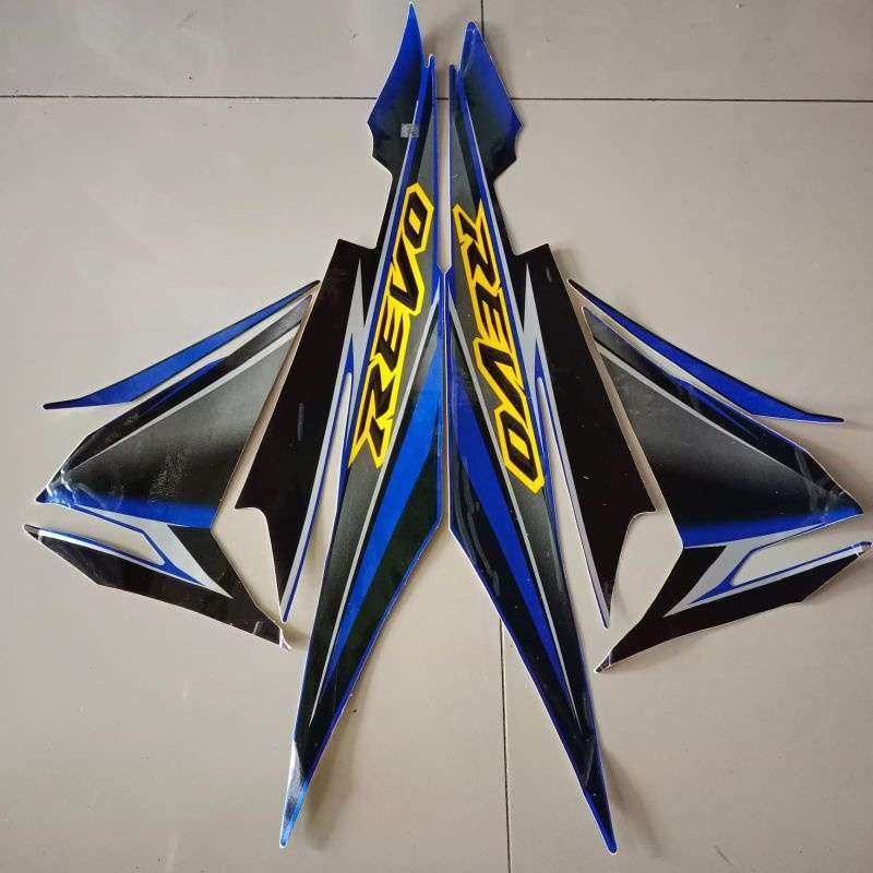 Jual striping honda revo 2008 biru stiker body motor standar ...