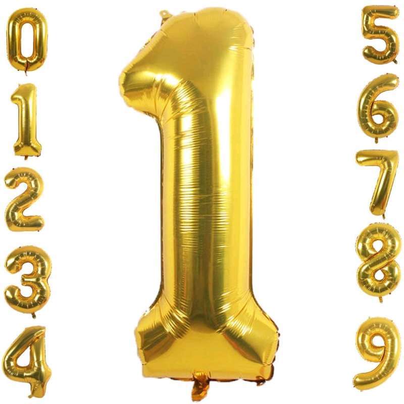 Promo balon FOIL ANGKA abjad warna GOLD ballon pesta ulang tahun 0 1 2 ...