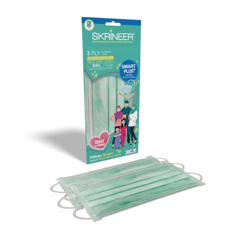Jual 10 Skrineer Smart Plus Mask '5s 3ply Earloop Green Di Seller ...