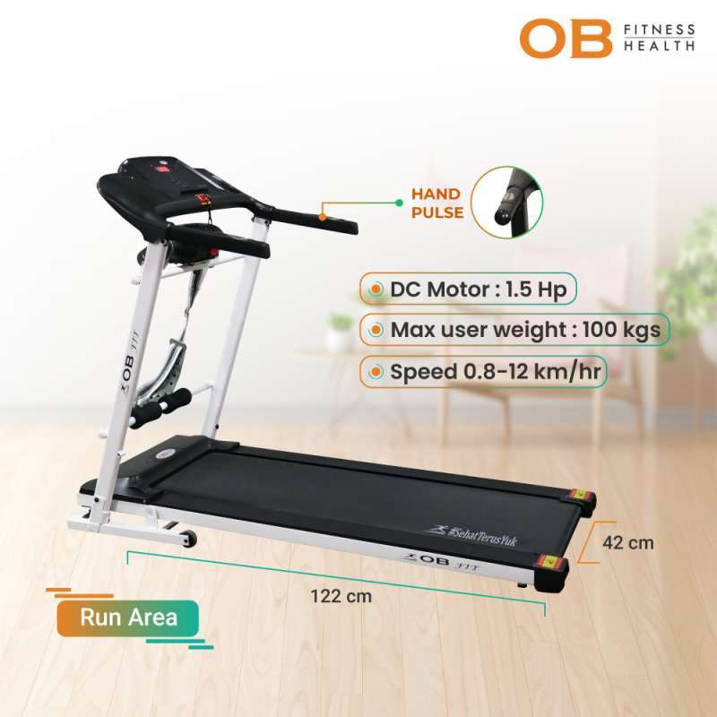 Jual Electric Treadmill Ob Fit Ob-1062 With Belt Massager Ergonomic ...