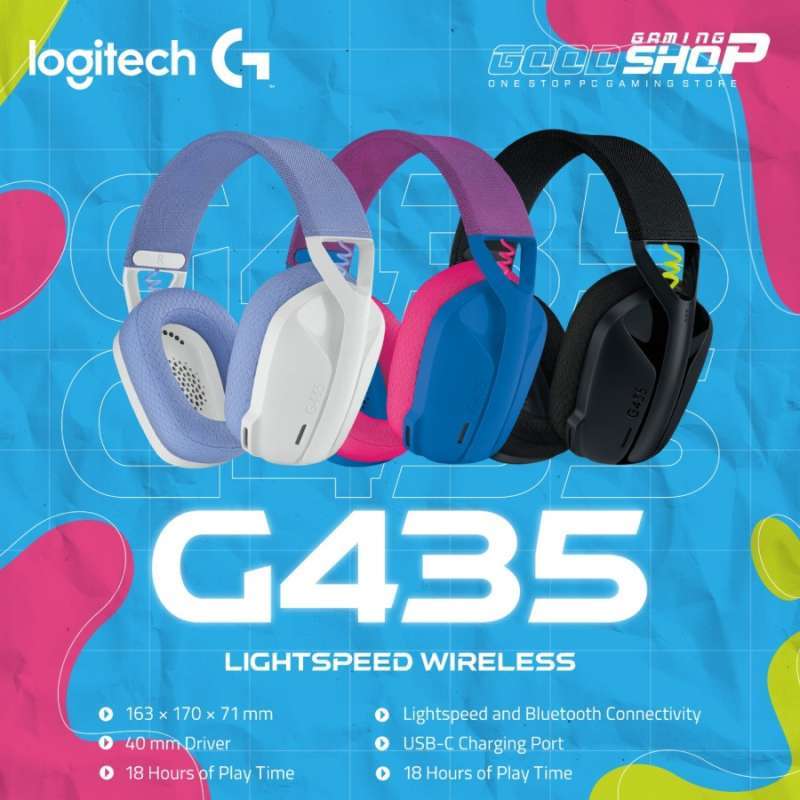 Jual Logitech G435 Lightspeed Wireless - Gaming Headset - Blue ...