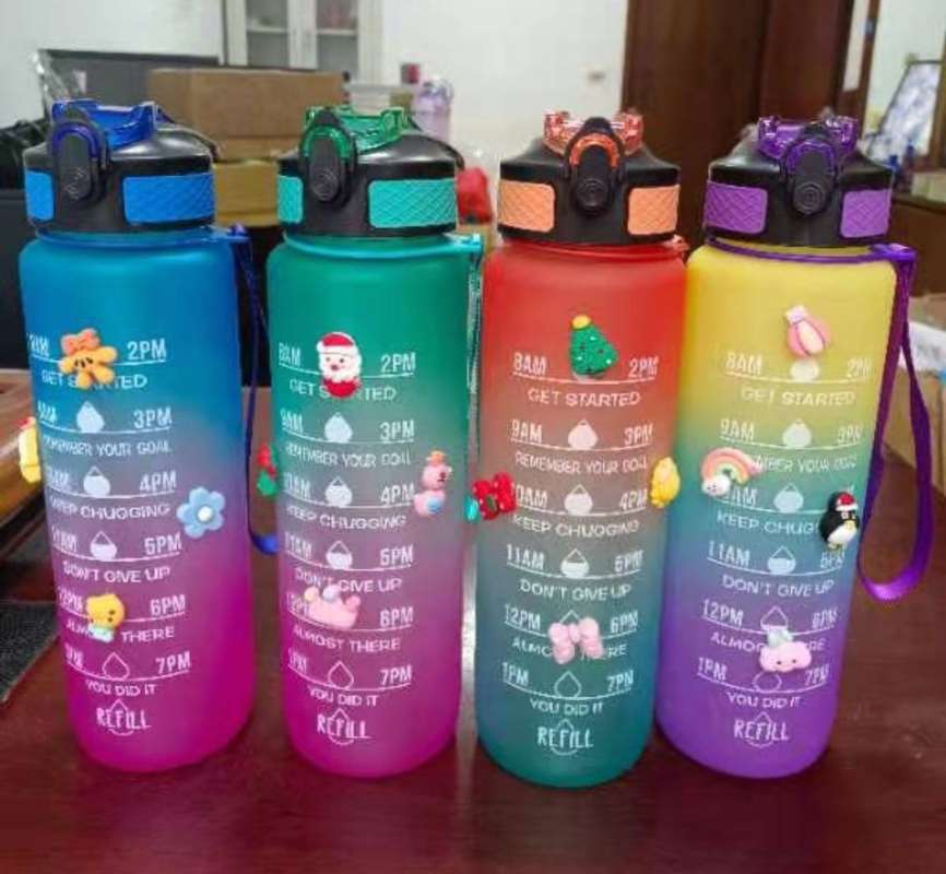 Jual Botol Minum Viral RainBow Pastel Pelangi 1L Botol Sport Motivasi ...
