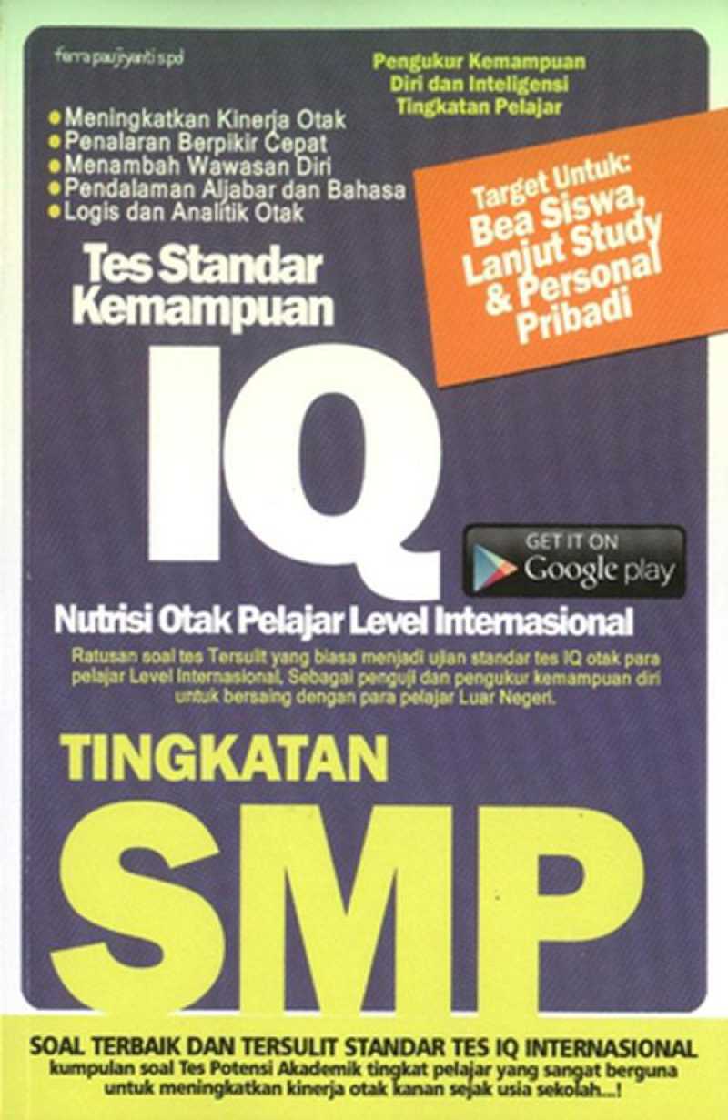 Jual Buku TPA dan TPK dan tes IQ tingkat SMP di Seller Toko mantap Jiwa ...