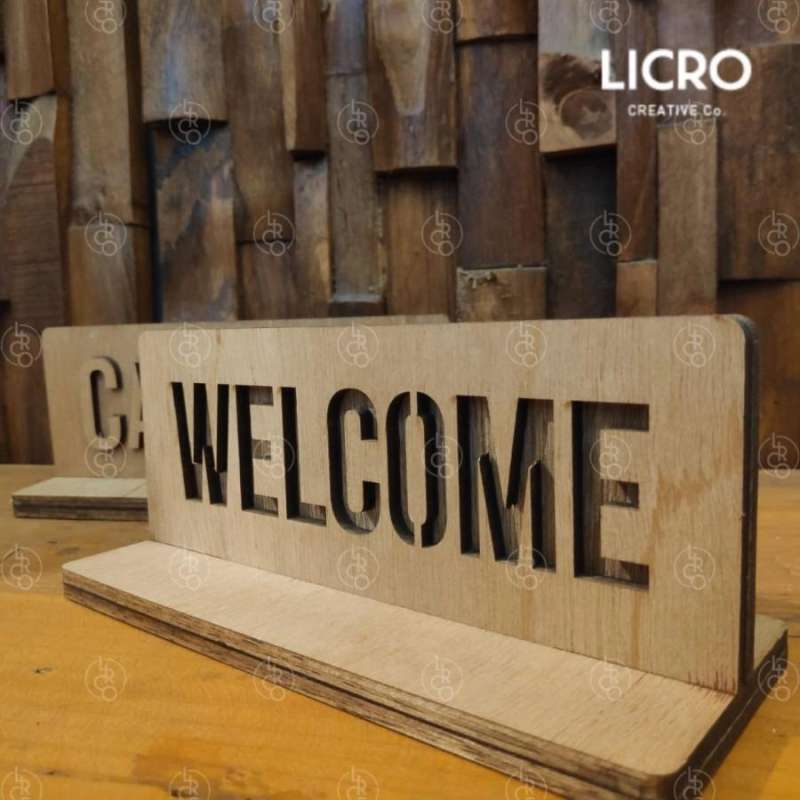 Jual Licro Wooden Desk Stand Welcome Selamat Datang di Seller Elbass ...