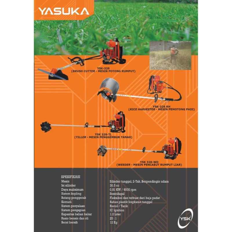 Jual Alat Berkebun Penggembur Tanah/mesin Penyiang Gulma Yasuka Ysk 328 ...