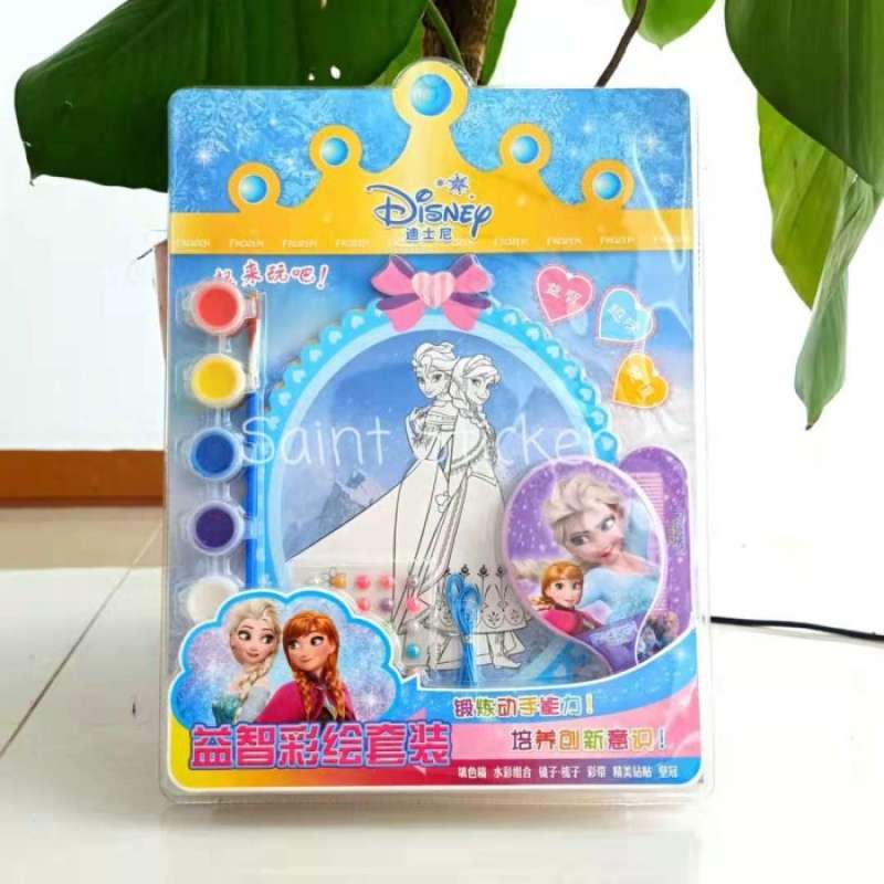 Jual Drawing Canvas Kanvas Lukis Cat Air Sisir Cermin Princess Elsa ...