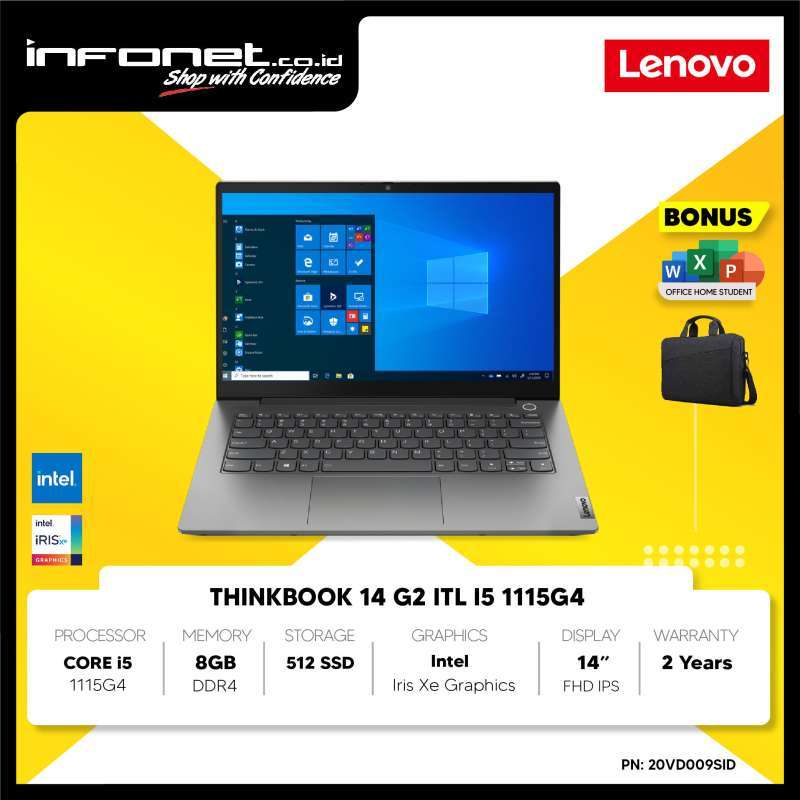Jual Lenovo Thinkbook 14 G2 Itl I5 1135g7 8gb 512gb Iris Xe Fhd Ips W10 Ohs Di Seller Infonet