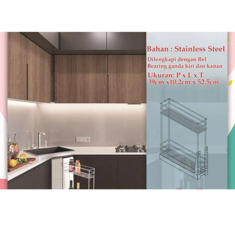 Promo Rak Tarik Botol Stainless Winston Kitchen Set Cabinet Diskon 20% ...