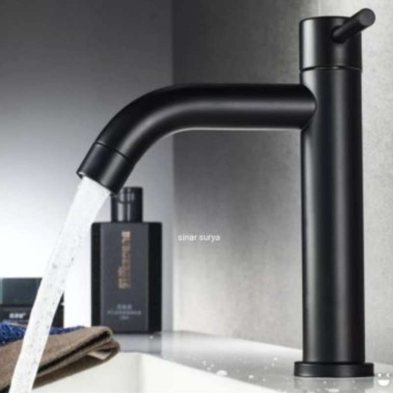 Jual Kran wastafel hitam/Kran cuci tangan/Kran bambu 30cm di Seller ...