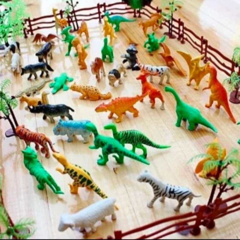 Jual Mainan Anak set Miniatur Dinosaurus dan Kebun binatang/ Zoo Animal ...