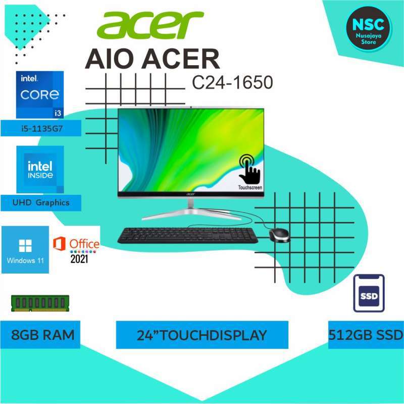 Jual ACER PC ALL IN ONE C24-1651 i5-1135G7 8GB 512GB SSD 23,8 TC OHS ...