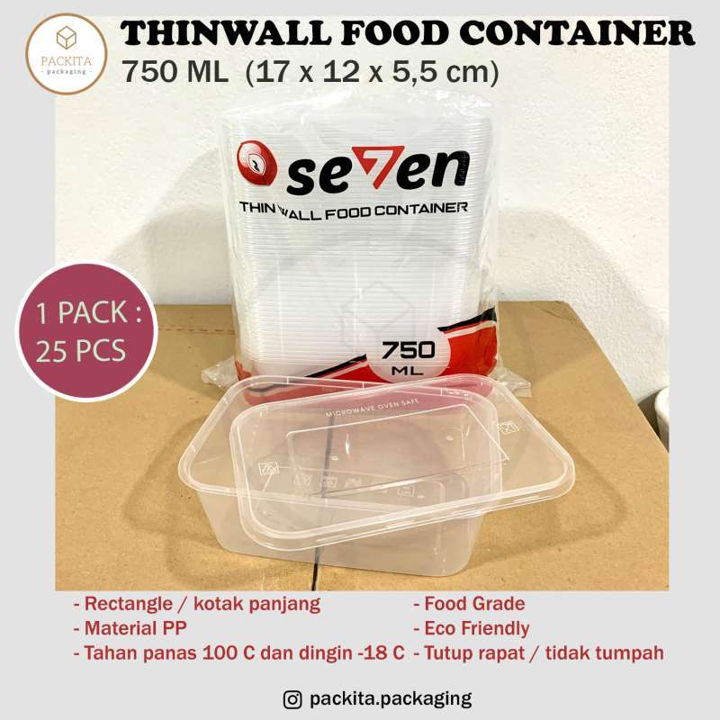 Promo Thinwall Food Container / Kotak Makan plastik PREMIUM 750 ml (25 ...