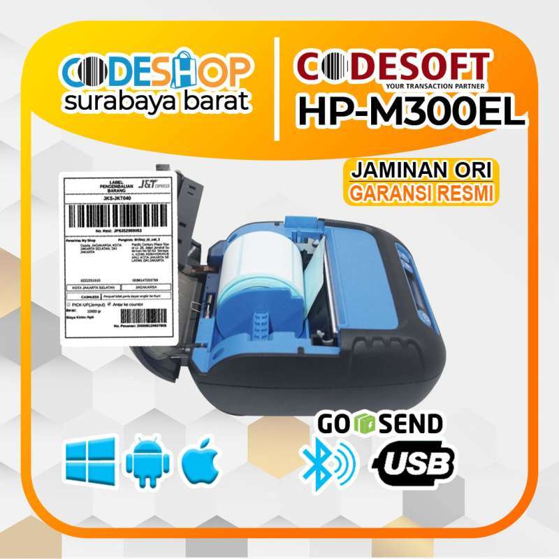 Jual PRINTER PORTABLE BLUETOOTH THERMAL CODESOFT HP-M300EL HPM300EL HP ...